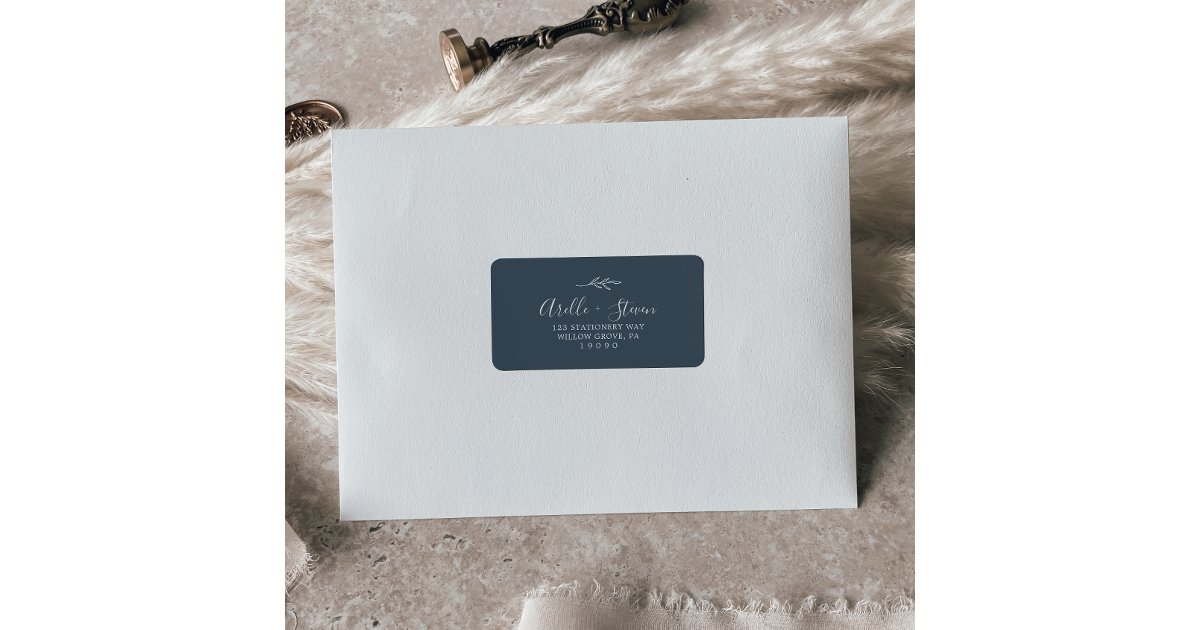 Minimal Leaf | Slate Blue Address Labels | Zazzle