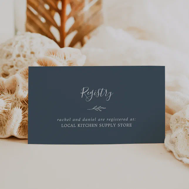 Minimal Leaf | Slate Blue Gift Registry Enclosure Card | Zazzle