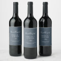 Minimal Leaf | Slate Blue Wedding Wine Label | Zazzle