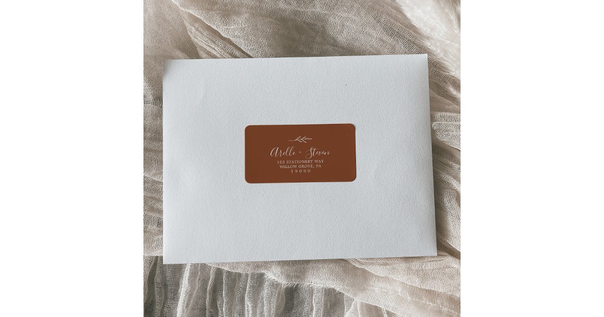 Minimal Leaf | Terracotta Address Labels | Zazzle