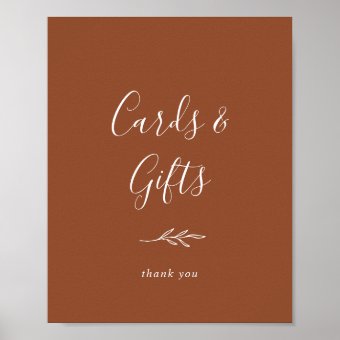 Minimal Leaf | Terracotta Cards and Gifts Poster | Zazzle