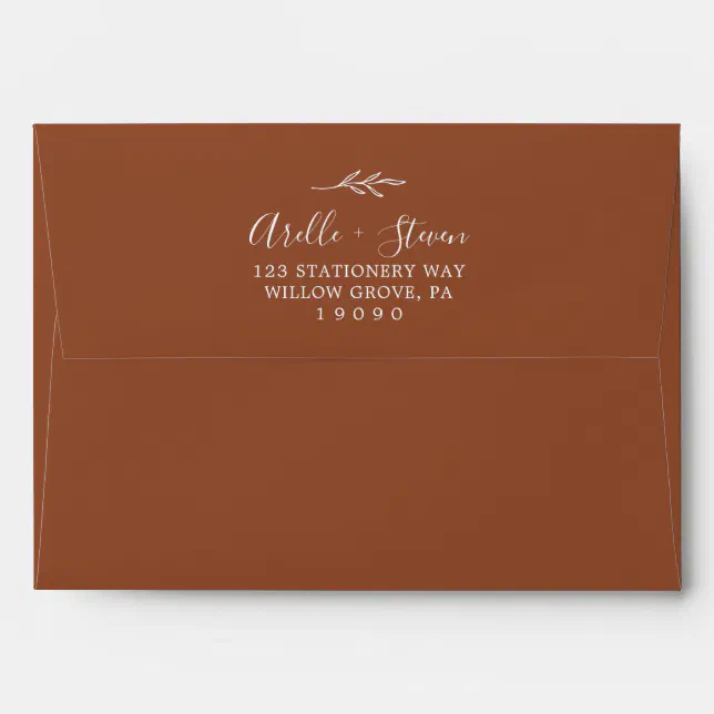Minimal Leaf | Terracotta Wedding Invitation Envelope | Zazzle