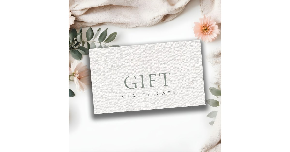 Minimal Line Grey White Texture Gift Certificate | Zazzle