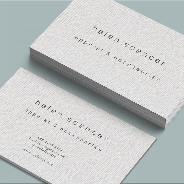 Minimal Linen Texture Business Card | Zazzle