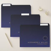 Minimal Luxury Brushed Gold Monogram Navy Blue File Folder | Zazzle