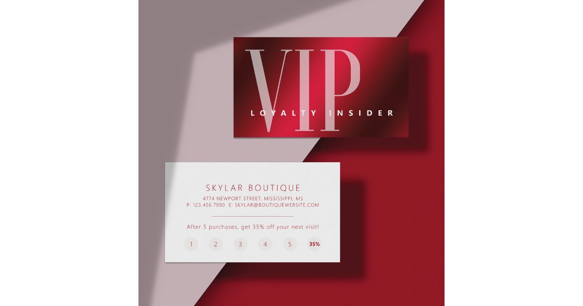 Minimal Luxury Ruby Red VIP Loyalty Card | Zazzle