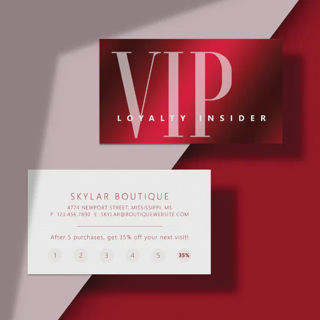 Minimal Luxury Ruby Red VIP Loyalty Card | Zazzle