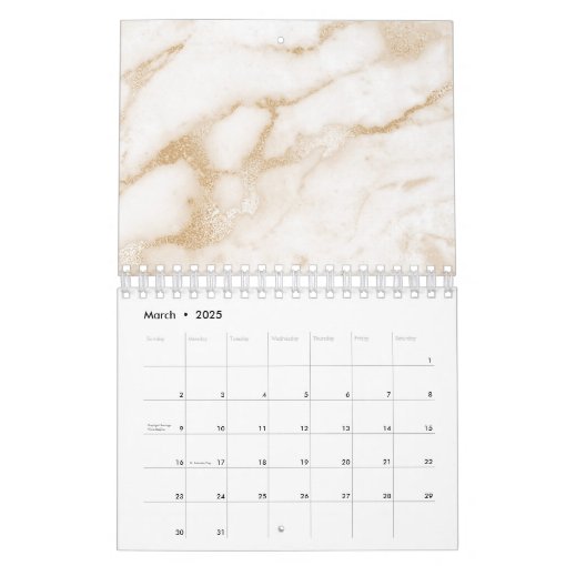 Minimal Marble White Gray Silver Rose Gold Stones Calendar | Zazzle