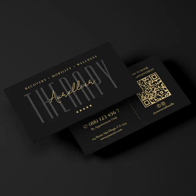 Minimal Massage Physical Therapist Black Wellness Business Card | Zazzle