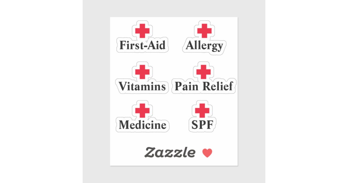 Minimal Medicine Cabinet Organizing First Aid Sticker | Zazzle