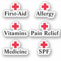 Minimal Medicine Cabinet Organizing First Aid Sticker | Zazzle
