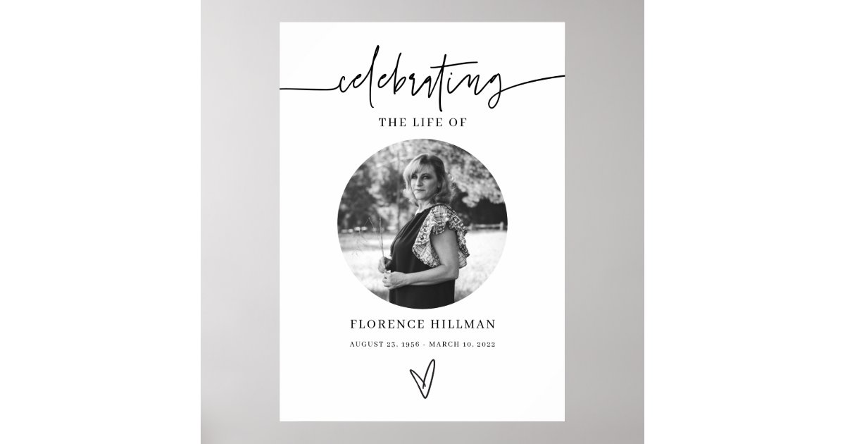 Minimal Memorial Funeral Life Celebration Sign | Zazzle