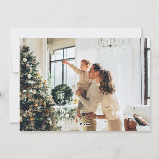 Minimal Merry Christmas 4 Photo Collage Horizontal Holiday Card | Zazzle