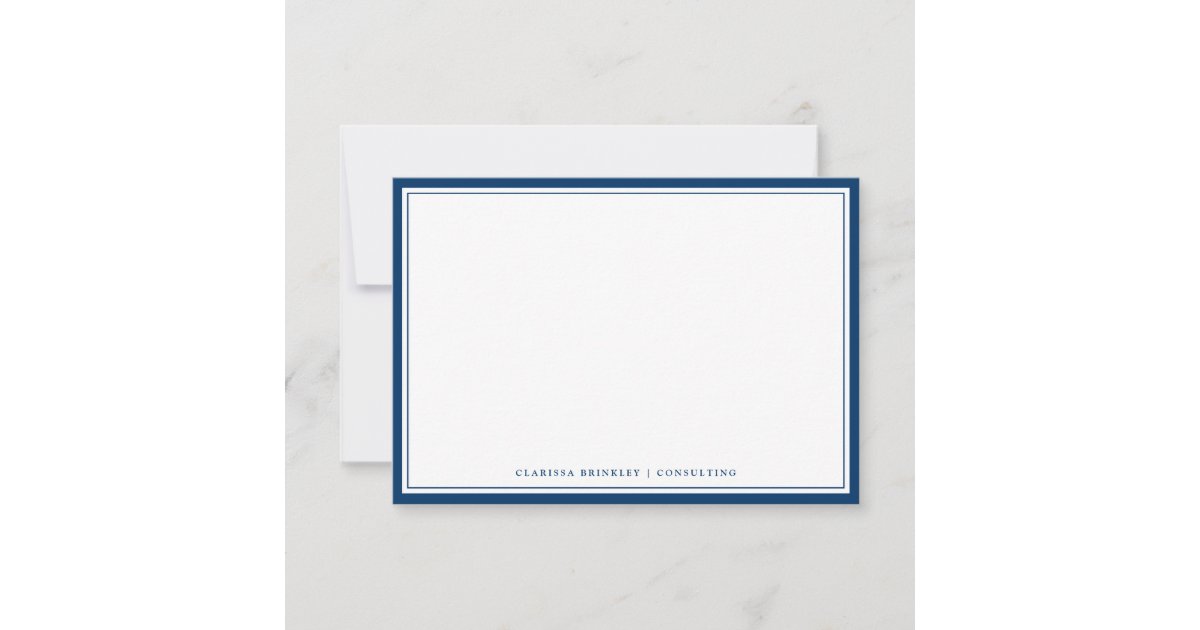 Minimal Midnight Blue Flat Note Card | Zazzle