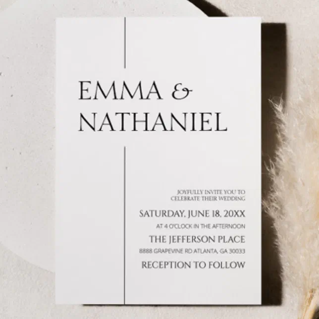 Minimal Minimalist Black White Simple Wedding Invitation | Zazzle
