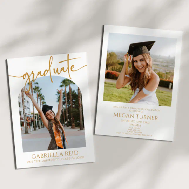 Minimal Minimalist Photo Arch Graduation Party Invitation | Zazzle