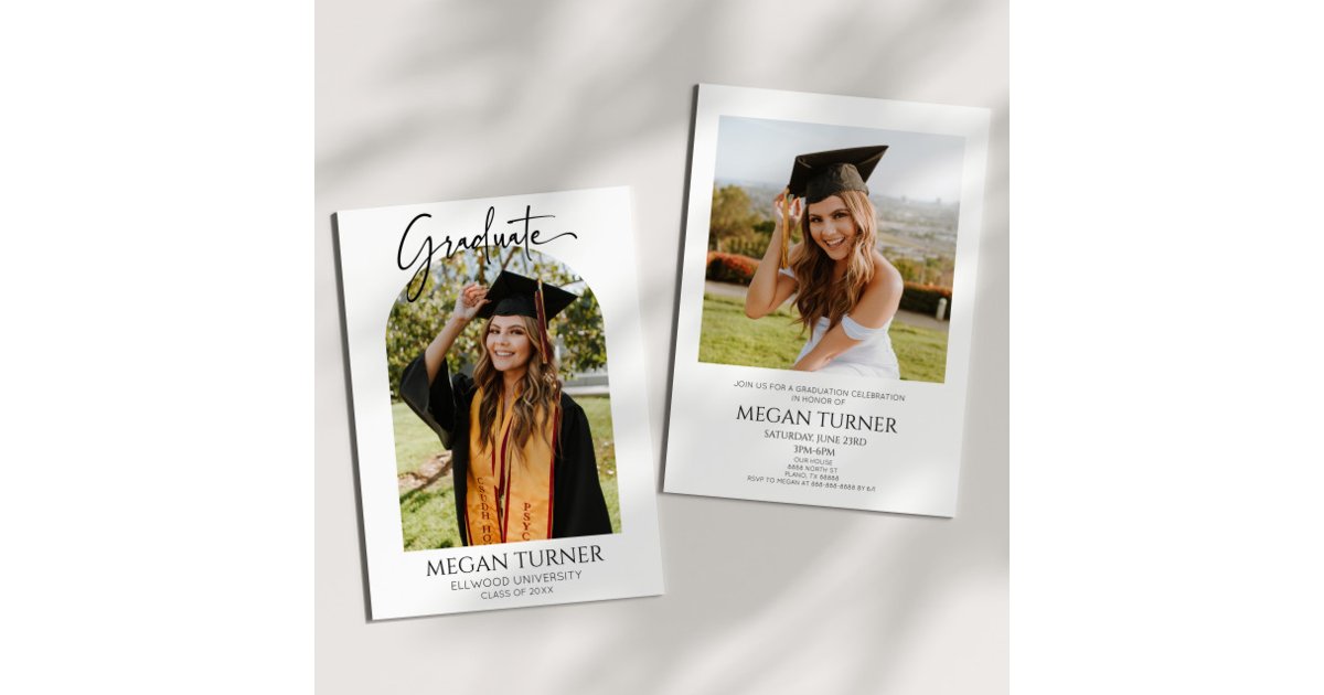 Minimal Minimalist Photo Arch Graduation Party Invitation | Zazzle