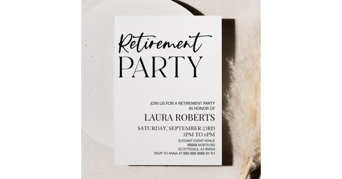 Minimal Minimalist Simple Elegant Retirement Party Invitation | Zazzle