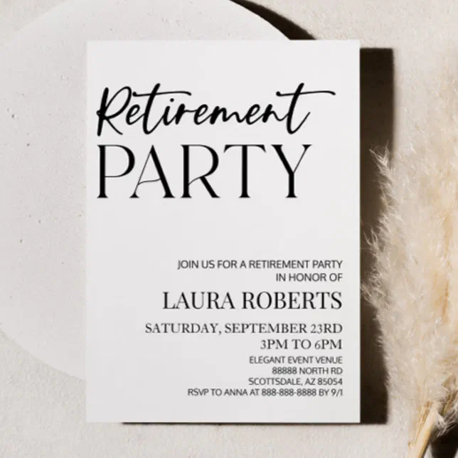 Minimal Minimalist Simple Elegant Retirement Party Invitation | Zazzle