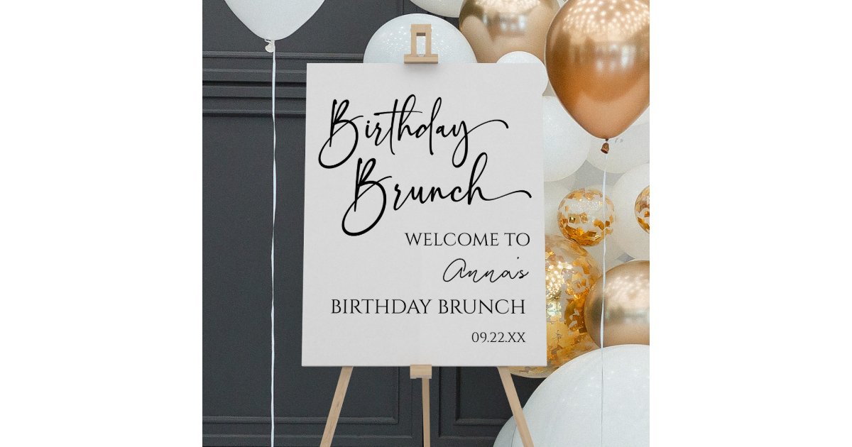 Minimal Modern Birthday Brunch Party Welcome Sign | Zazzle