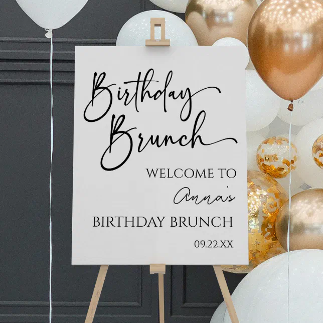 Minimal Modern Birthday Brunch Party Welcome Sign | Zazzle