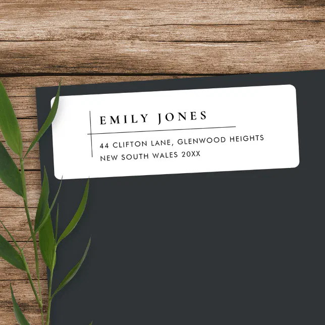 MINIMAL MODERN BLACK AND WHITE TYPOGRAPHY ADDRESS LABEL | Zazzle