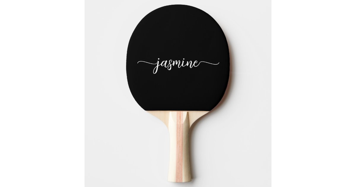 Minimal Modern Black Custom Name Signature Script Ping Pong Paddle | Zazzle