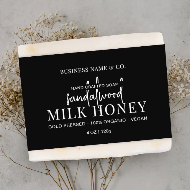 Minimal Modern Black Soap Belly Band Wrap Label | Zazzle