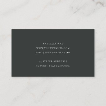 Minimal Modern Black White Dusky Grey Script Business Card | Zazzle