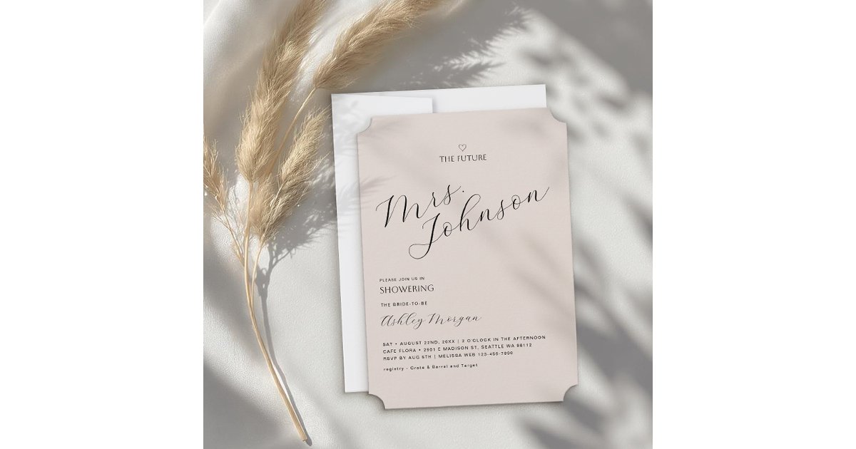Minimal Modern Bridal Shower | The Future Mrs. Invitation | Zazzle