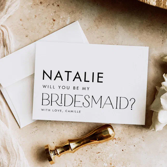 Minimal Modern Bridesmaid Proposal Card | Zazzle