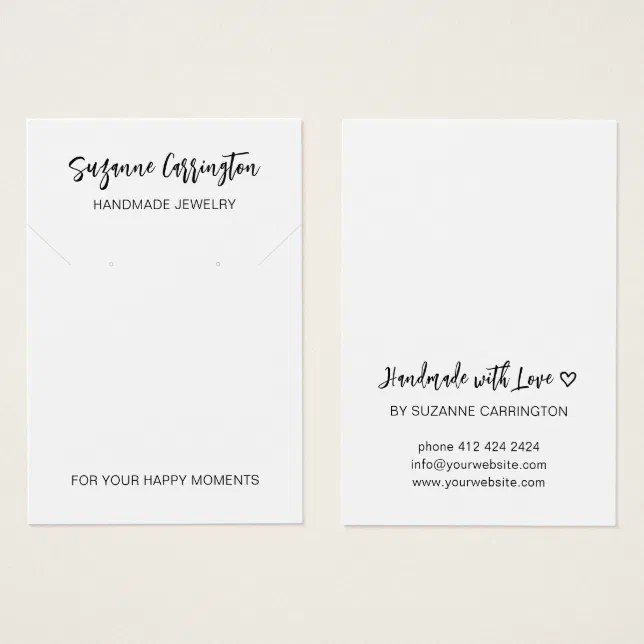 Minimal Modern Calligraphy Jewelry Display Card | Zazzle