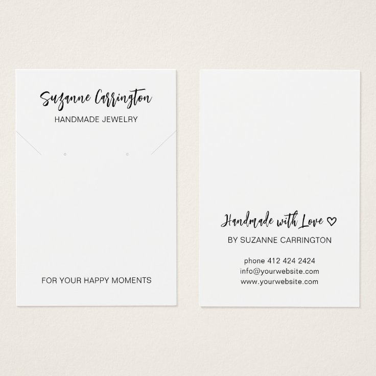 Minimal Modern Calligraphy Jewelry Display Card | Zazzle