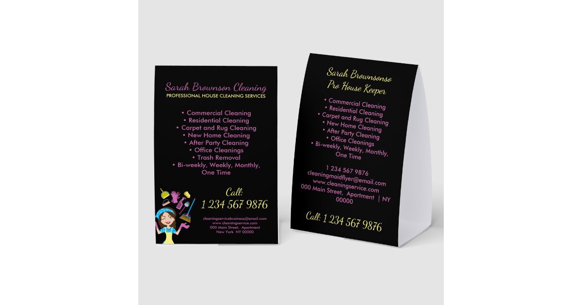 Minimal Modern Commercial Janitorial Maid cleaning Paper Table Tent ...