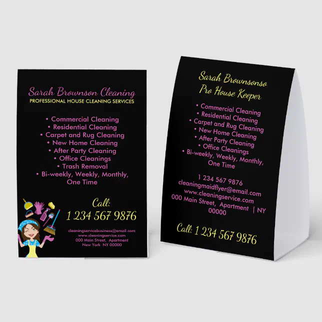 Minimal Modern Commercial Janitorial Maid cleaning Paper Table Tent ...