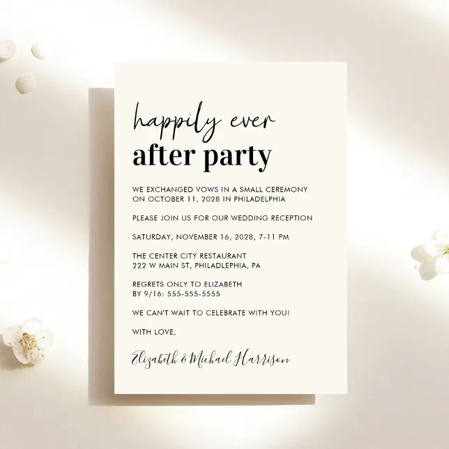 Minimal Modern Cream Wedding Reception Invitation | Zazzle