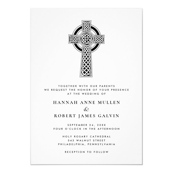 Minimal Modern Elegant Celtic Cross Wedding Invitation | Zazzle.com