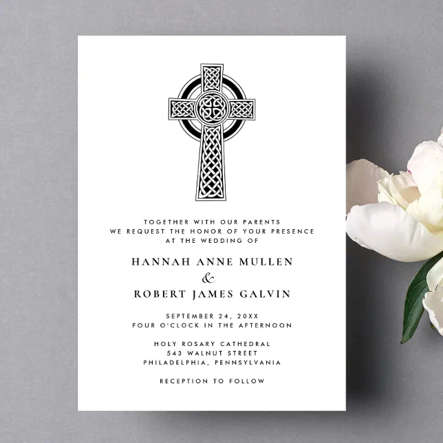 Minimal Modern Elegant Celtic Cross Wedding Invitation | Zazzle