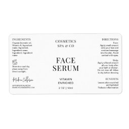 Minimal Modern Face Serum Bottle Wrapper Product Label | Zazzle