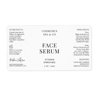 Minimal Modern Face Serum Bottle Wrapper Product Label | Zazzle