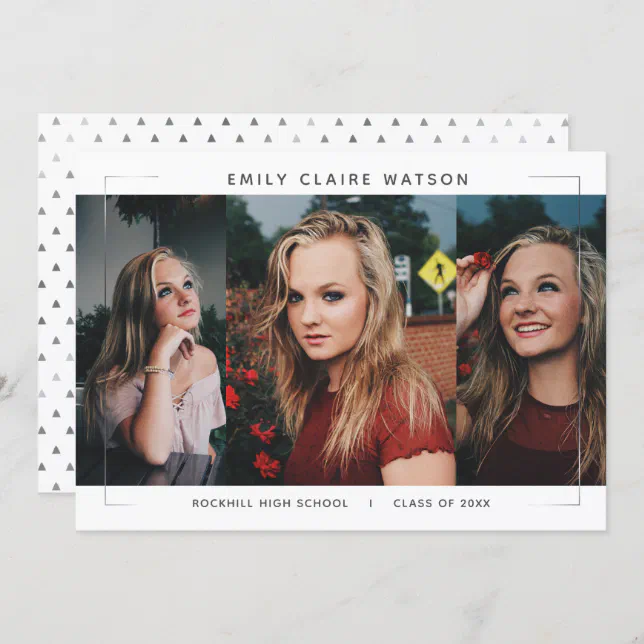 Minimal Modern Framed Photo Collage Grad Party Invitation | Zazzle