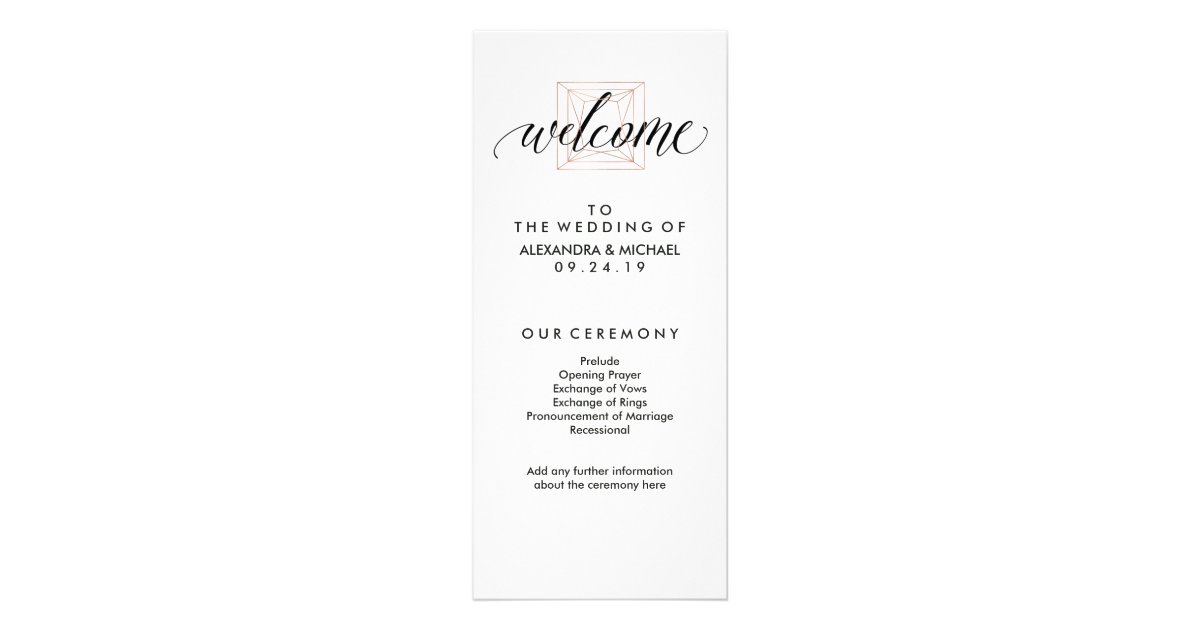 Minimal Modern Geometric Diamond Wedding Program | Zazzle