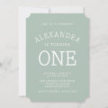 Minimal Modern Green Polka Dot First Birthday Invitation | Zazzle