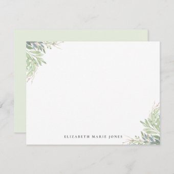 Minimal Modern Greenery Simple Rustic Stationery Note Card | Zazzle