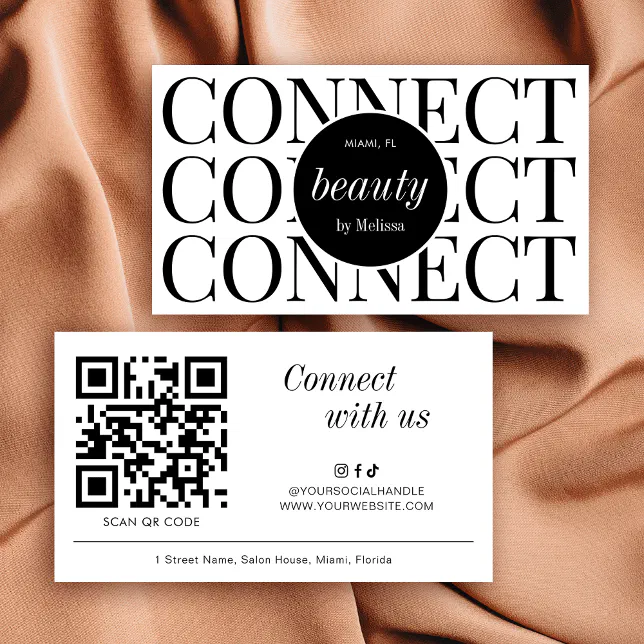 Minimal Modern Let's Connect QR Code Social Media Business Card | Zazzle