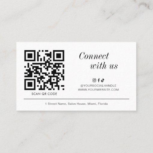 Minimal Modern Let's Connect QR Code Social Media Business Card | Zazzle