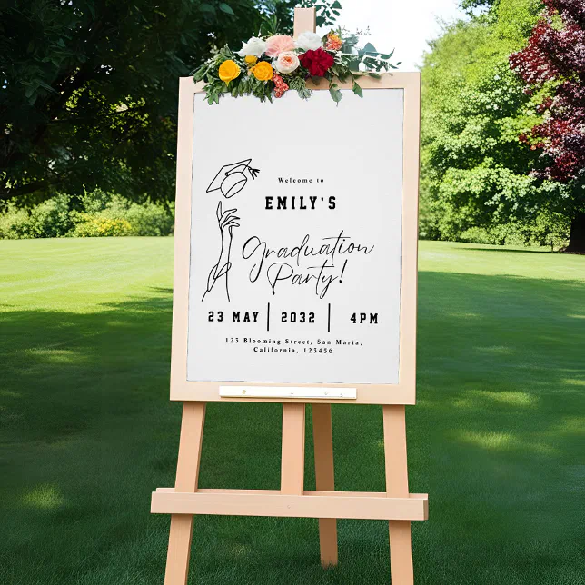 Minimal Modern Line Art Graduation Welcome Sign | Zazzle