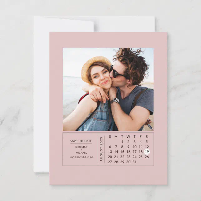 Minimal Modern Mini Calendar Save the Date Photo | Zazzle