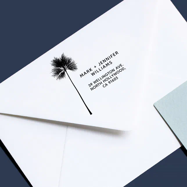 Minimal Modern Palm Tree 2 Names Return Address Self-inking Stamp | Zazzle