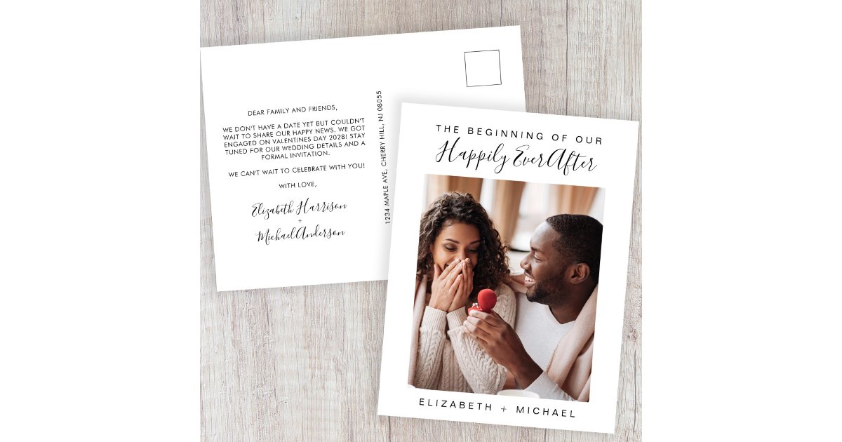 Minimal Modern Photo Engagement Announcement | Zazzle